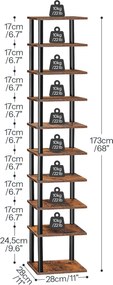 Rohový botník Vasagle Jersey 173 cm černý/hnědý