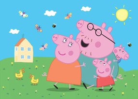 Dětská fototapeta na míru Prasátko Peppa s Rodinou | Vliesová fototapeta na zed' | DFT5P352201