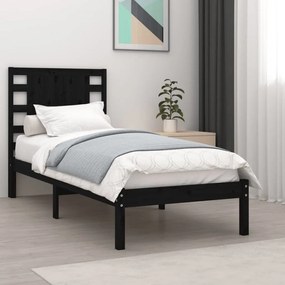vidaXL Rám postele masivní dřevo 90 x 190 cm Single [3104183] Barva: Černá