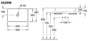 Villeroy & Boch 4A205601 - Umyvadlo na desku COLLARO 56x36 cm keramika/bílá
