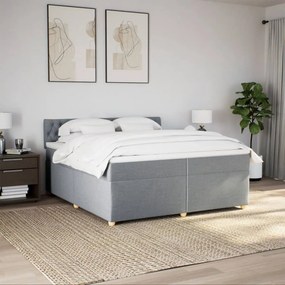 Box spring postel s matrací světle šedá 200 x 200 cm textil 3289094