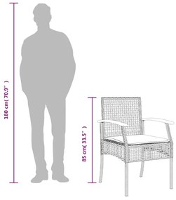 4Dílný Zahradní Jídelní Set S Poduškami Šedá Polyratan - lavice / 6 / 140 cm dlouhý stůl