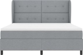 Postel s boxspringem s čelo Světle šedá 180 x 200 cm textil 3340578
