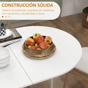 HOMCOM Skládací jídelní stůl oválný kuchyňský stůl s skládacími křídly moderní styl 163x80x75 cm Bílý