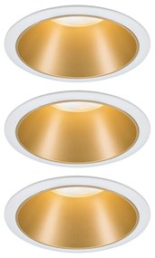 Paulmann Cole Coin, set bodovek v bílo-zlaté úpravě, 3x6W LED 2700K tříkrokové stmívání, prům. 8,8cm, IP44