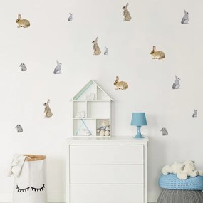 Funlife Samolepky na zeď pro děti králíci 9 x 17 cm