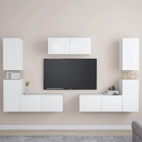 7dílný set TV skříněk bílý kompozitní dřevo 3078672