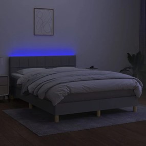 Box spring postel s matrací a LED světle šedá 140x190 cm textil 3133709