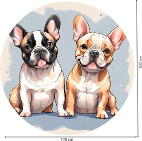 PIPPER. Kruhová samolepka na zeď "Francouzské buldočky" Velikost: 60cm