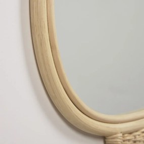 OnaDnes -20% Ratanové nástěnné zrcadlo Kave Home Nauze 50 x 34 cm