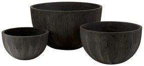 Sada třech černých keramických květináčů - 61*61*37,5 cm