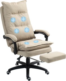 Masážní kancelářská židle Vinsetto, ergonomická židle s nastavitelnou výškou, sklápěcí opěradlo, vestavěný podnožník, ovládání pomocí kabelového ovlad