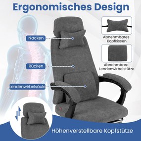 Costway Ergonomická kancelářská židle s výsuvnou opěrkou nohou a nastavitelným