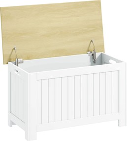 HOMCOM úložný box 90 l s víkem Všestranný box s bezpečnostními panty 80,5x40x46,4 cm Přírodní a bílá