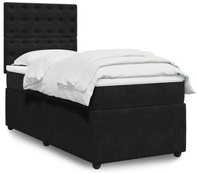 Box spring postel s matrací černá 90x200 cm samet 3292252