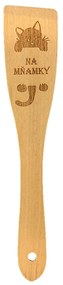 AMADEA Dřevěná obracečka buk text "na mňamky", masivní dřevo, délka 30 cm, český výrobek