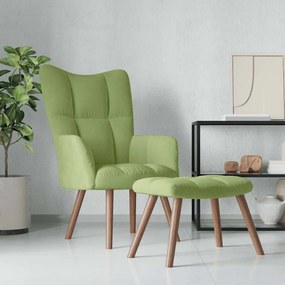 Relaxační křeslo se stoličkou světle zelené samet 328065