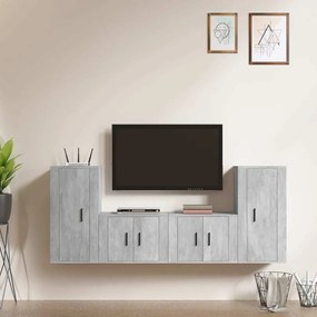 vidaXL 4dílný set TV skříněk kompozitní dřevo [3188551] Barva: bílá s vysokým leskem