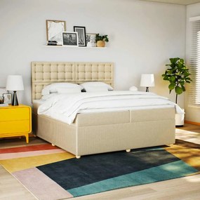 Box spring postel s matrací krémová 200x200 cm textil 3294482