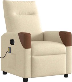 Elektrické masážní polohovací křeslo krémové textil 3324002