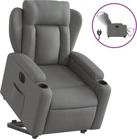 Elektrické zvedací polohovací křeslo tmavě šedé textil 3204507