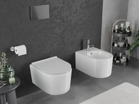 Mexen Sofia WC mísa Rimless Tornado s pomalu klesající sedátko slim, duroplast, bílý lesk - 30540500T