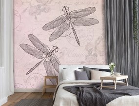 Gario Fototapeta Vážky na růžovém pozadí - Andrea Haase Materiál: Vliesová, Rozměry: 100 x 100 cm