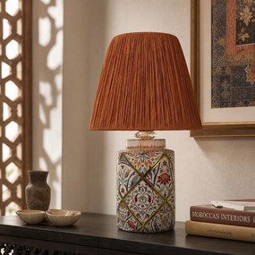 Stolní lampa v terakotové barvě se stínidlem z papírového výpletu (výška 40 cm) Alev – Opviq lights