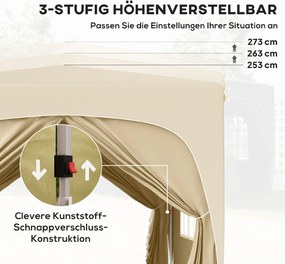 Outsunny altán 3x3m, vodoodpudivý stabilní zimní pop-up skládací altán, UV ochrana 50+, skládací párty stan zahradní stan se 4 bočními panely taška z…