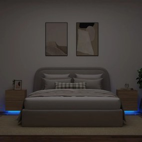 vidaXL Noční stolky s LED osvětlením 2 ks dub sonoma kompozitní dřevo