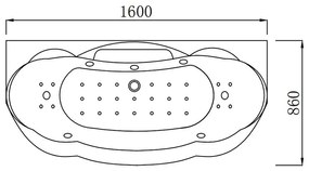 BPS-koupelny Hydromasážní vana HYD-PA924 160x88 s ohřevem vody