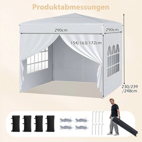 Costway Pavilon Výsuvný skládací altán s 4 Odnímatelné boční stěny 3 oddíl