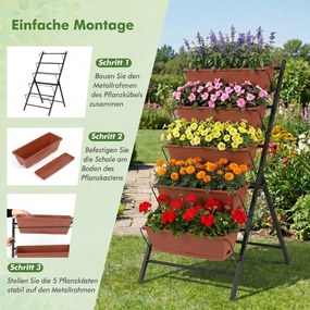 Costway 5-Tier Vertikální vyvýšený záhon rostlinný záhon s 5 vyjímatelnými