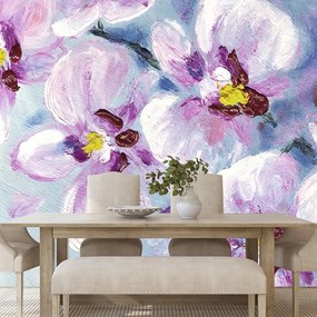 Tapeta romantické fialové květiny - 225x150 cm