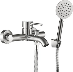 Kuchinox Noia, nástěnná vanová baterie s ruční sprchovou soupravou, broušená ocel, LAV-BNK_211D
