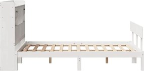 Postel s knihovnou bez matrace bílá 135x190 cm masivní borovice 3321825