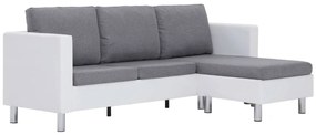 vidaXL 282202 Marketos 3-Seater Sofa with Cushions White Faux Leather
