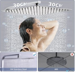 Nástěnný termostatický sprchový panel EYN NT9782 v černém a chromovaném provedení — Černá