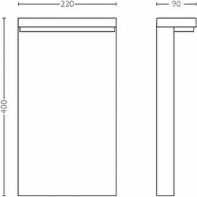 Philips Bustan 9W šedá / LED venkovní sloupkové svítidlo / 1000LM / 27