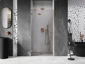Mexen Lunar, levé otočné sprchové dveře 70 cm, 8mm čiré sklo, měděný matný profil, 834-070-000-65-00-L