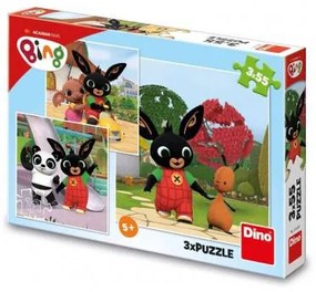 Dino Puzzle 3v1 Králíček Bing/Bing si hraje 3x55 dílků