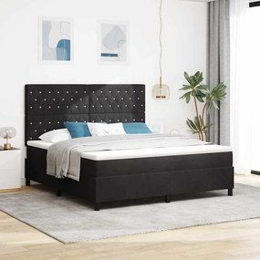 Postel s boxspringem s matrací s čelo Černý 180 x 200 cm samet 3339784