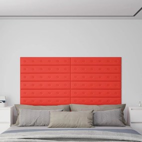 vidaXL Nástěnné panely 12 ks 90 x 15 cm umělá kůže 1,62 m² [343995] Barva: Červená