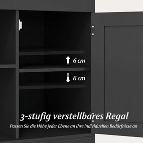 Costway Noční stolek s nabíjecí stanicí a nastavitelnou policí, dřevěný