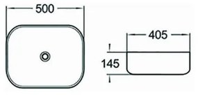 Mexen MIRABEL umyvadlo, 50x40 cm, bílá/zlatý okraj, 22115005