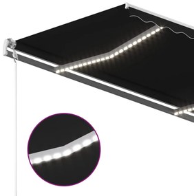 vidaXL Marketos Automatická markýza LED a senzor větru 450 x 300 cm antracitová