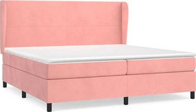 Box spring postel s matrací růžová 200x200 cm samet 3129116