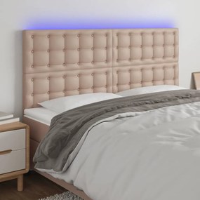 Čelo postele s LED cappuccino 180x5x118/128 cm umělá kůže 3122531