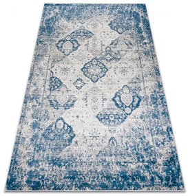 Kusový koberec vhodný k praní ANDRE 1819C Vintage protiskluzový béžový modrý Rozměr: 80x150 cm