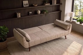Designová rozkládací pohovka Amiyah 220 cm šampaňský samet